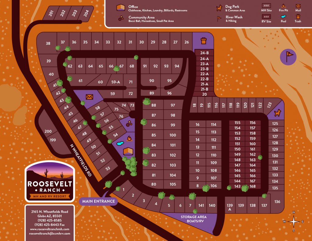 Resort Map | Roosevelt Ranch MH & RV Park | RV Resort Globe AZ